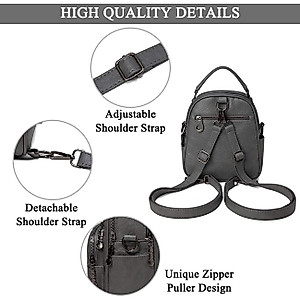 Kasqo Mini Backpack Purse for Women, Square Small Convertible PU Leather Backpack Fashion Shoulder Bag for Ladies -Brown