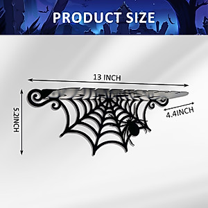 2 Pcs Gothic Decor Spiderweb Shelves Metal Goth Decor Shelf for Crystal Display Black Witchy Style Spider and Luna Moth Floating Shelves Halloween Wall Hanging Shelf Spooky Home Decor for Room