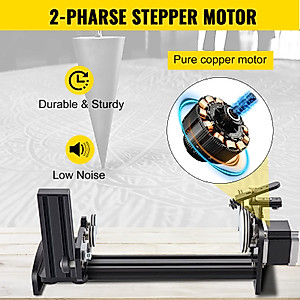 VEVOR Rotary Axis Attachment, 4 Wheels Laser Rotary Attachment, 57 Stepper Motor Laser Cutter Rotary, 50 mm-350 mm Carve Length for Engraving Cutting Machine Spherical Carving Cylinder Carving