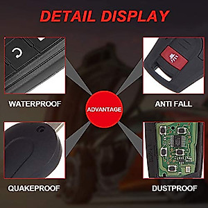 cciyu 2X Uncut 5 Buttons Keyless Entry Remote Fob Key Fob Replacement for 10 11 12 13 14 15 16 17 for Dodge for Jeep for Buick OHT01060512