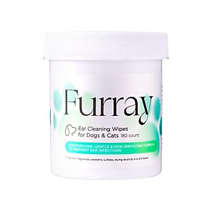 Furray Ear Cleaning Wipes for Dogs and Cats 180 Count | for Small-Medium Breeds | Soothes, Deodorizes, Removes Ear Wax, Ear Relief | Gentle, Aloe Based, Fragrance-Free, pH-Balanced Formula