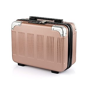 Lzttyee Small Hard Shell Cosmetic Case Travel Hand Luggage Portable Carrying Makeup Case Suitcase (Rose gold)