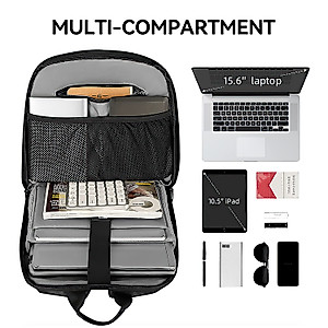 Super Slim Backpack for Men, 15.6 Inch Laptop Backpack with High Tech Back Plate Design, Waterproof Business Backpack, Casual Daypack Ideal for Working, Commuting, Daily