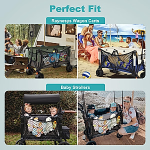 Raynesys Heavy Duty Wagon Cargo Net, Double-Layer Wagon Accessories for Beach Wagons Carts, Elastic Storage Organizer Net with Hook, 31.5in x 14.5in, 2 Pack