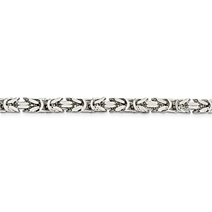 Solid 925 Sterling Silver 5mm Square Byzantine Chain Necklace - with Secure Lobster Lock Clasp 20"