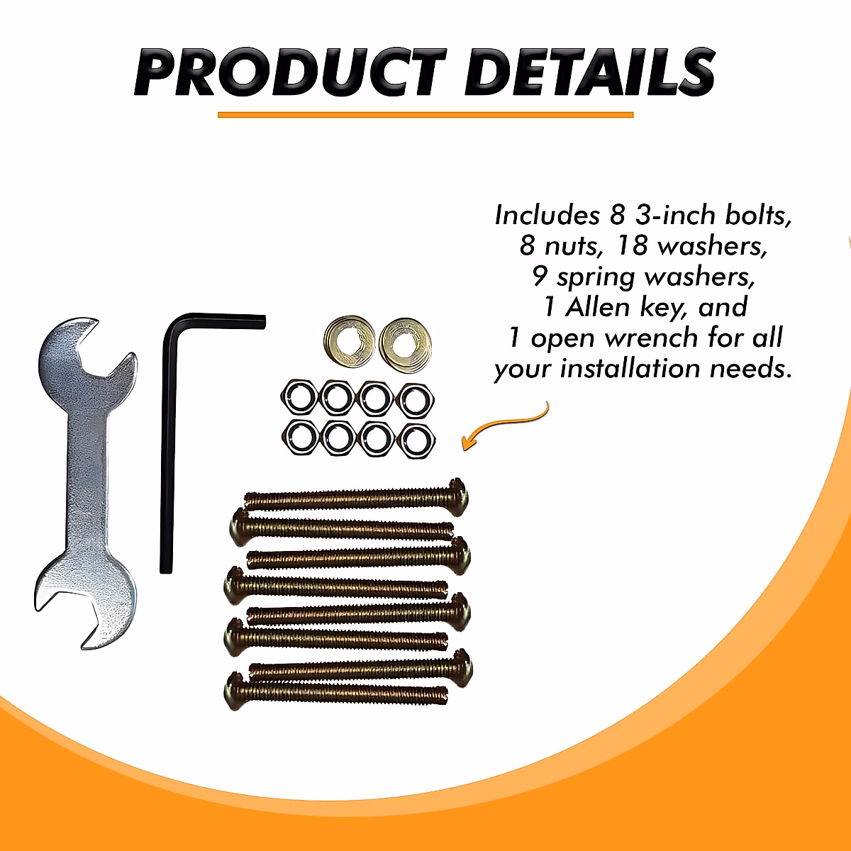 Kings Brand Furniture Bed Frame Hardware Set - Heavy Duty Hardware for Bed Frame to Attach Headboard & Footboard - Screws for Metal Bed Frame - Furniture Screws Bolts Washers - 42 Pcs