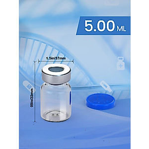 5ml Glass Vials for Injections, Self-Healing Injection Port, Empty Vials for Injections with Sealed Cap (10 Pack)
