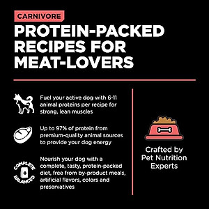 Go! Solutions Carnivore Grain Free Dog Food, 3.5 lb – Salmon + Cod Recipe – Protein Rich Dry Dog Food – Complete + Balanced Nutrition for All Life Stages