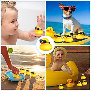 150 Pcs Yellow Mini Rubber Ducks in Bulk with 150 Pcs Sunglasses Christmas Duck Gifts Mini Bath Ducks Small Duck Float Pool Ducks Bulk Toys for Baby Shower Birthday Party Christmas Stocking Stuffers