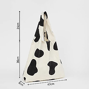 Cotton Tote Bags Cute Corduroy Crossbody Bag Shoulder Bag Cow Print Bag