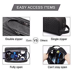 BAGSMART Toiletry Bag for Men, Canvas Travel Toiletry Organizer Dopp Kit Water-resistant Shaving Bag for Toiletries Accessories,Black-Large