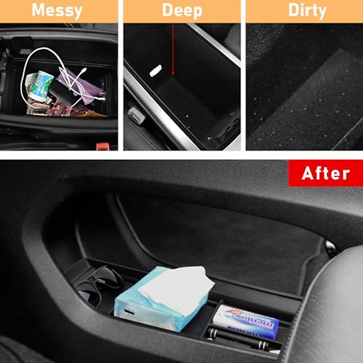 TTCR-II Compatible with 2022-2024 Chevy Bolt Center Console Organizer, for Chevy Bolt EUV Console Lower Organizer Tray, for 2022-2024 Bolt EV Console Organizer Bottom Tray