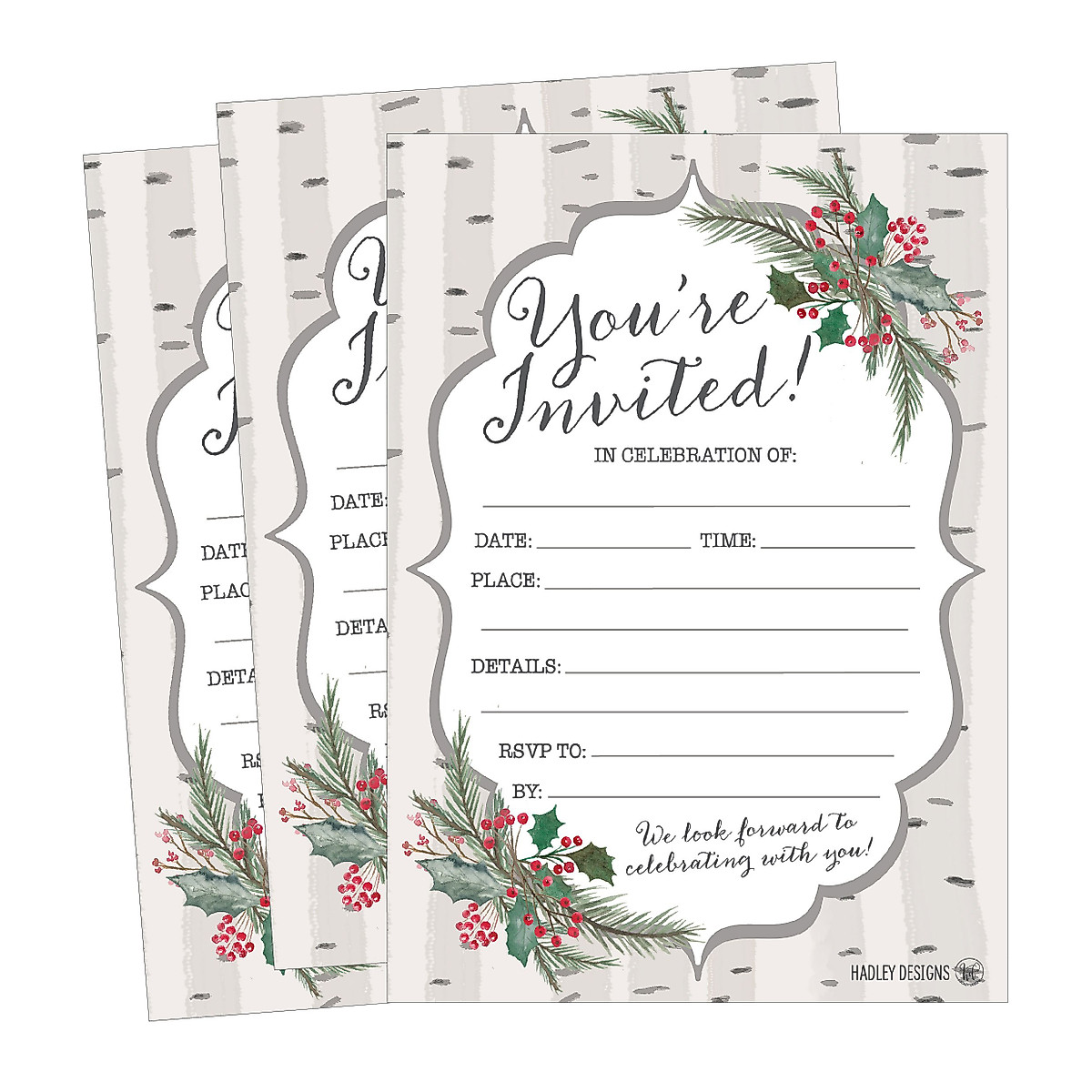 25 Christmas Party Invitations For Holiday Party Invitations - Pre Christmas Dinner Invitations Winter Birthday Invitations, Christmas Party Invites Adults Christmas Open House Invitations Xmas Party