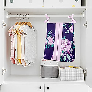 TANOFAR Diaper Organizer Girls, 2pcs Diaper Stacker, Caddy Organizer Easy Access & Dustproof Diaper Bag Portable Hand, Purple Flower