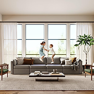 POVISON 115.35" Modular Sectional Oversized Modern Sofa for Living Room Large Sectional Couches Velvet Deep Seat Sofa Set 3 Seats Big Comfy Cloud Couch for House Office