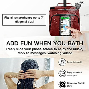 Bukere Portable Shower Caddy College Dorm Room Essential, Shower Caddy Tote Bag for Student, Girl, Women, Separate Compartment, Large Capacity, Quick Dry Mesh Base for Travel, Gym, Camp, Red