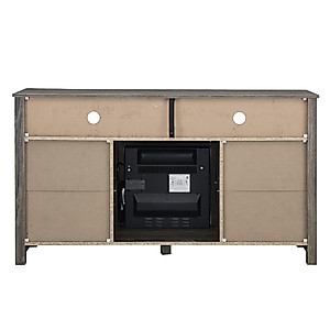 Modern 65" Fireplace TV Stand Farmhouse TV Stand with 23''Electric Fireplace,Storage Cabinet and Adjustable Shelves for Living Room,Bedroom(Grey)