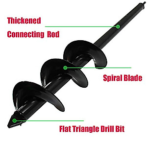 Jayzod Auger Drill bit for Planting 4"X25" Garden Auger Spiral Drill Bit for Bulb & Bedding Plant for 3/8” Hex Drive Drill