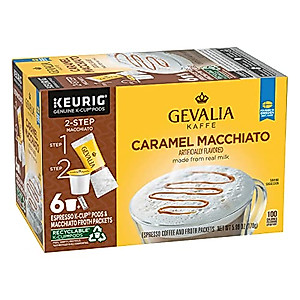 GEVALIA Caramel Macchiato Latte Coffee, K-CUP Pods, 5.98 oz, (18 Count,Pack - 3)