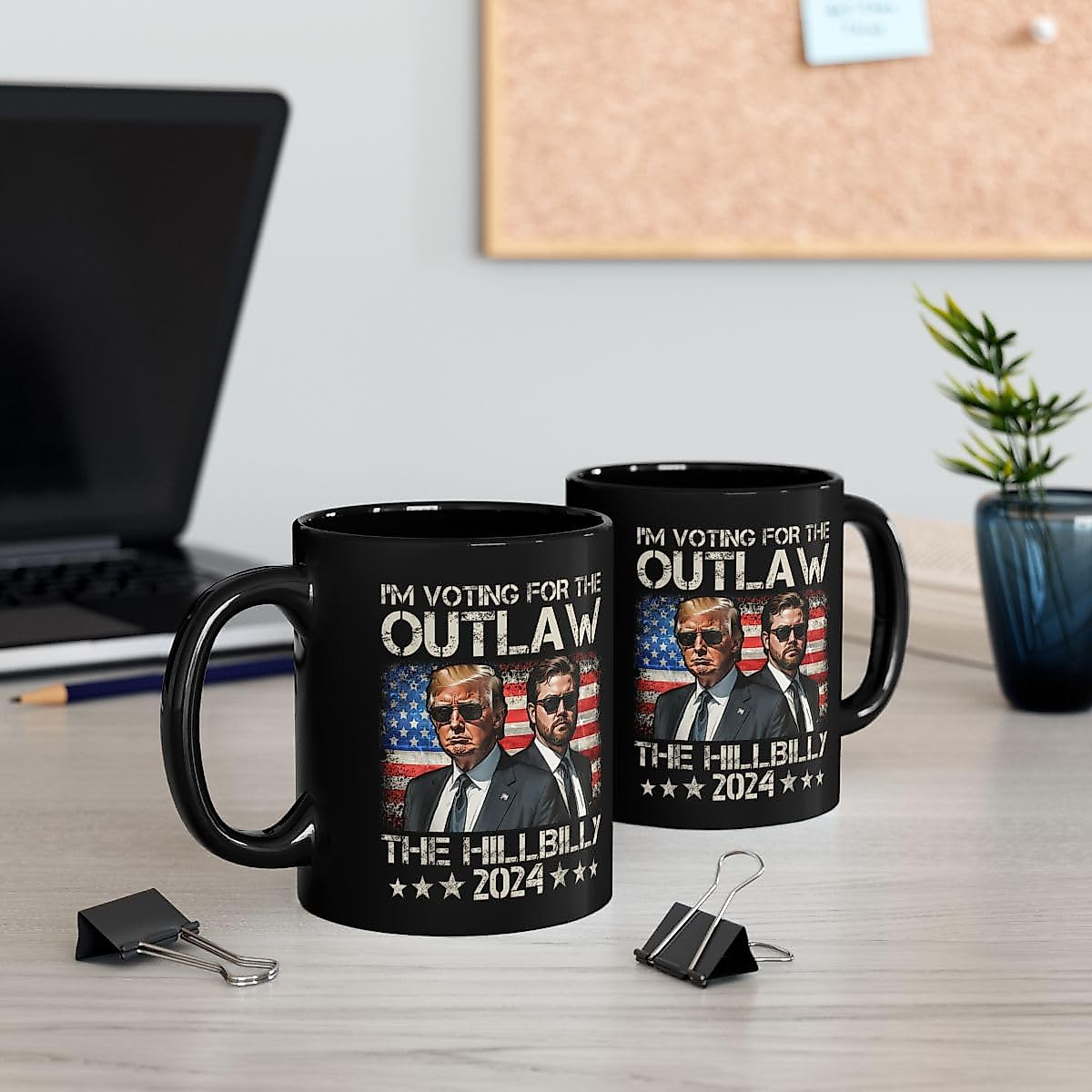 SipSphere Vintage I'm Voting For The Outlaw And The Hillbilly 2024 Mug (Black, 15oz)