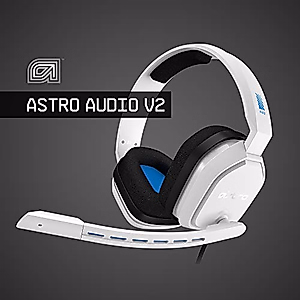 ASTRO Gaming A10 Wired Gaming Headset, Lightweight and Damage Resistant, ASTRO Audio, 3.5 mm Audio Jack, for Xbox Series X|S, Xbox One, PS5, PS4, Nintendo Switch, PC, Mac- White/Blue