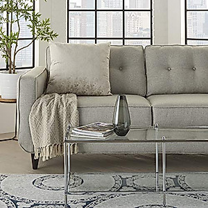 Mina Victory Life Styles Erased Velvet Beige 22" x 22" Throw Pillow