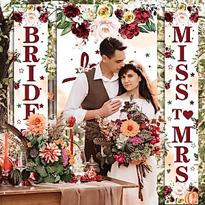 3 Pcs Fall in Love Banner Set Fall Bridal Shower Decorations Autumn Floral Little Pumpkin Door Cover Backdrop for Fall Theme Wedding Bachelorette Engagement Bride to Be Valentines Day Party Supplies