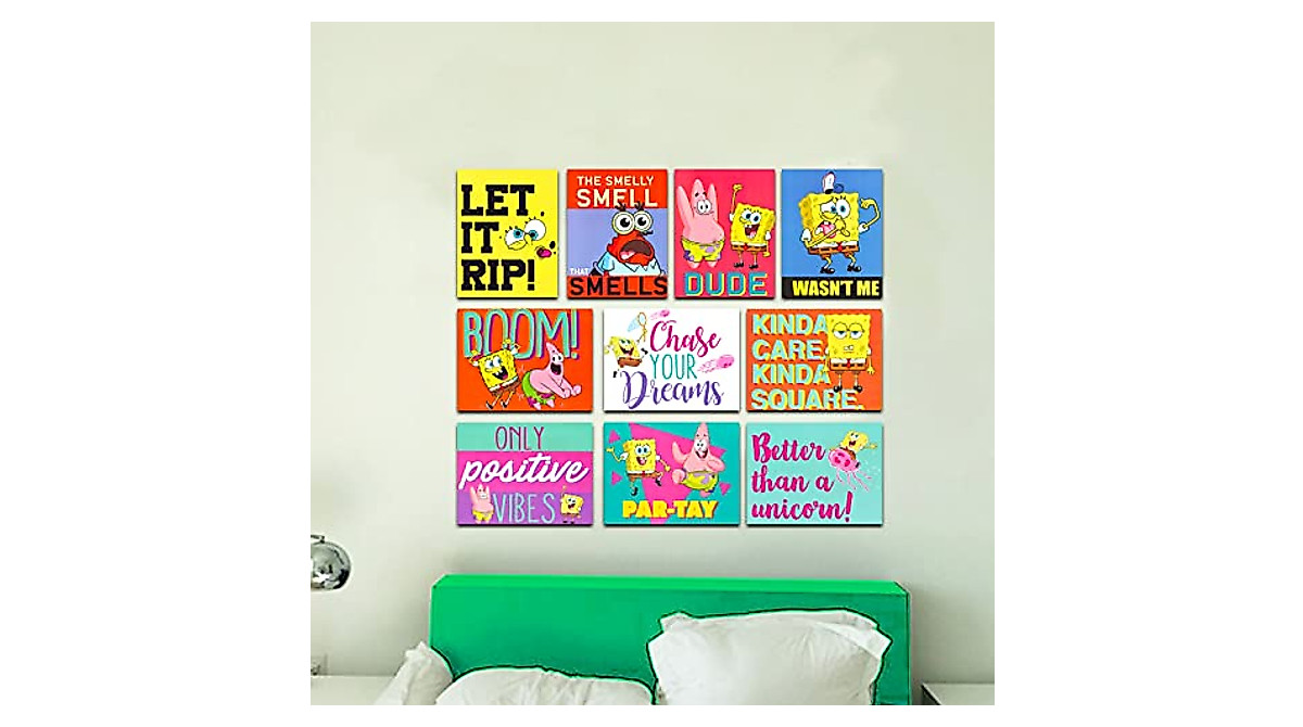 SpongeBob Poster Pack for Kids - 12 Vibrant Wall Art & Stickers
