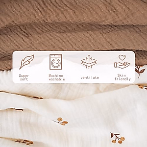 Konssy 2 Pack Muslin Changing Pad Cover for Baby Girls Boys 100% Cotton Fitted Diaper Changing Table Cover Set, Soft Changing Pad Sheets (Brown, Berry)