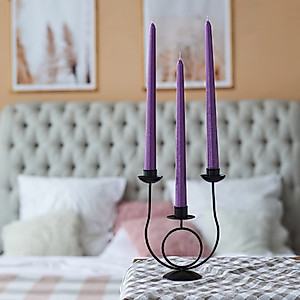 Sonedly 10 inch Taper Candle 4 Pack - Home Interior Long Burning Dripless and Smokeless Candles Unscented - Tapered Candles for Home - 8-Hour Burning Purple Candles