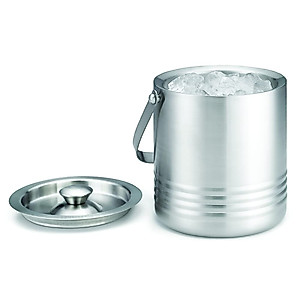 TableCraft Products RIB76 Ice Bucket, 7.25" x 6.5", Large, Silver
