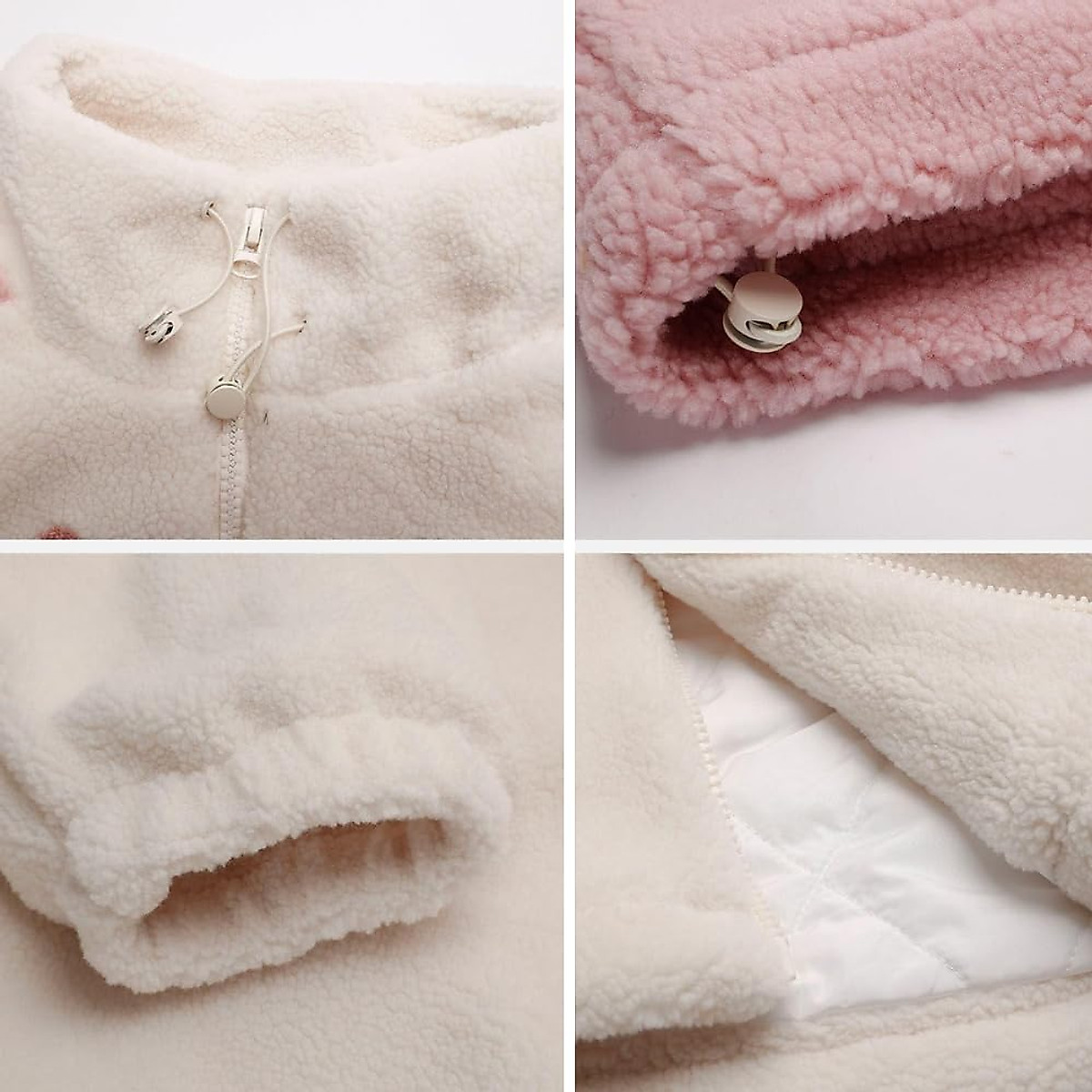 Aelfric Eden Womens Fleece Sherpa Jacket Zip Up Winter Jackets Star Sky Patchwork Oversized Unisex Casual Warm Fuzzy Coat