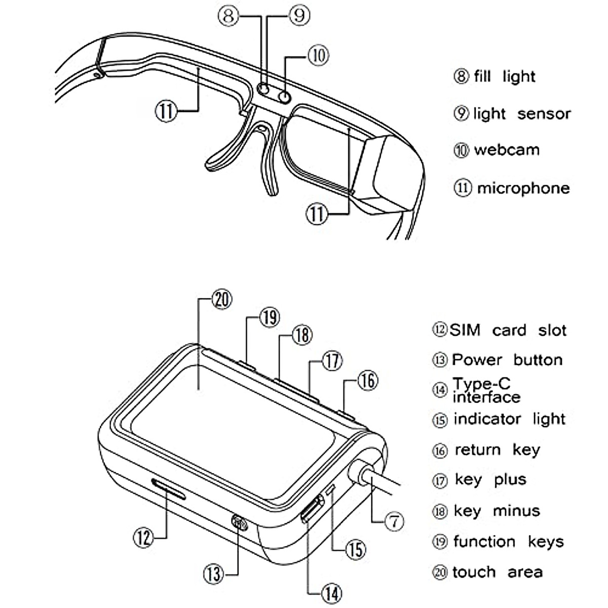 KTROK AR Glasses, Video Display Glasses with 13MP Camera, 1920 * 1080 Resolution, Pocket-Size AR Smart Glasses for Movies, Gaming, Entertainment