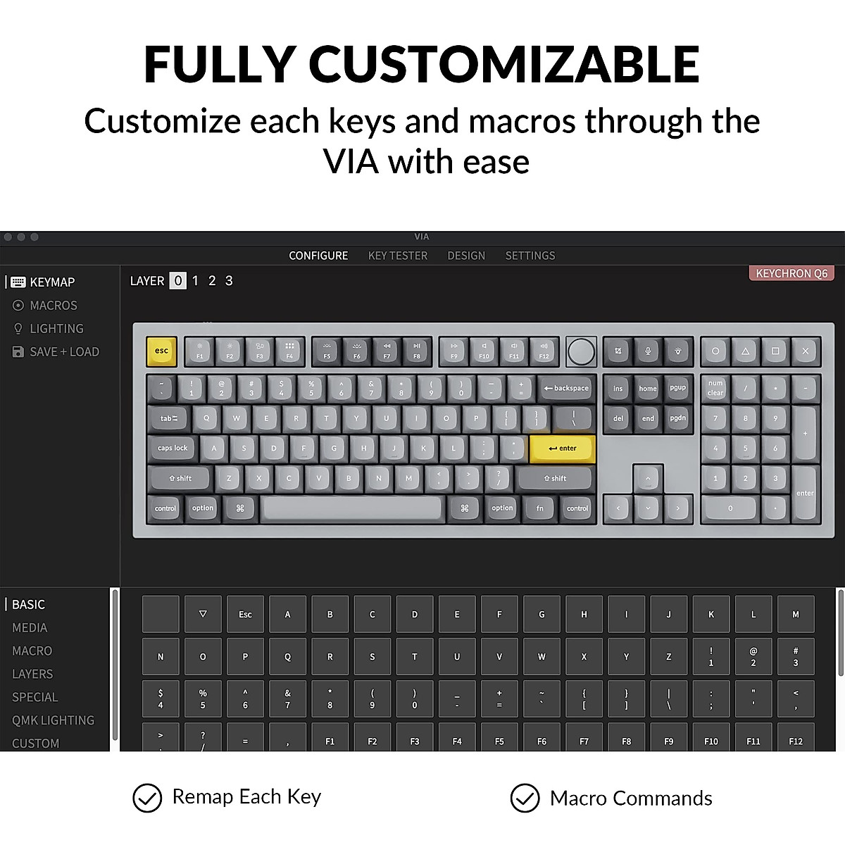 Keychron Q6 Wired Custom Mechanical Keyboard Knob Version, Full-Size QMK/VIA Programmable Macro with Hot-swappable Gateron G Pro Red Switch Double Gasket Compatible with Mac Windows Linux (Grey)