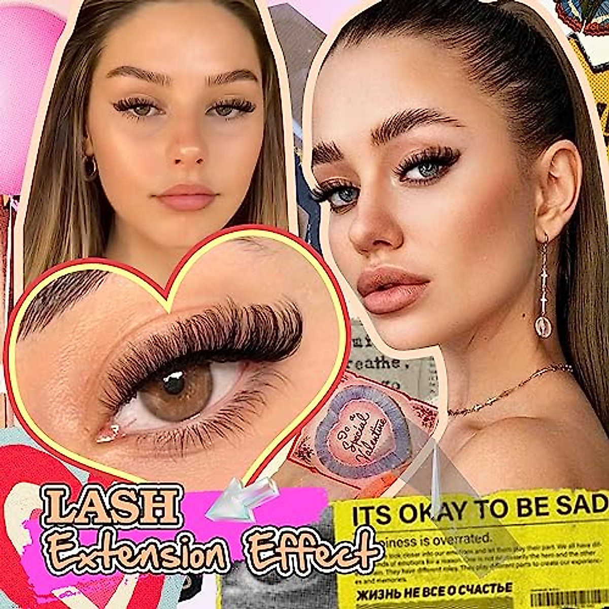 DIY Lash Extension Kit with Lash Bond and Seal, Cluster Individual Lashes Kit With Strong Lash Bond and Seal Lash Tweezers DD Curl Fluffy DIY Eyelash Extension Kit at Home