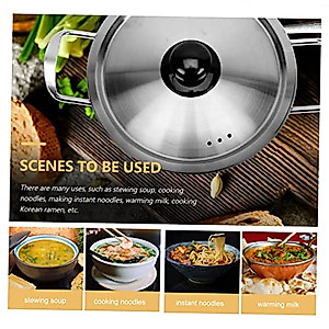 DOITOOL Instant Noodle Pot Chinese Steamer Basket Ramen Pot with Lid Korean Pots for Cooking Food Serving Pot Dumpling Steamer Stainless Steel Wok Pan Stainless Steel Stockpot Noodles Pot