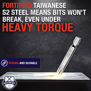 Phillips Screwdriver Drill Bit Set (Premium 12pc Complete Set) w/Storage Case and Bit Holder - 1/4in Hex Shank Magnetic Bit Set - Impact Ready - S2 Steel - Long 2in Heads for Drills. Baker and Bolt