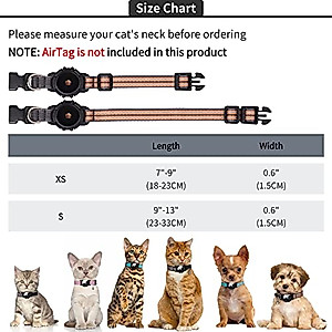FEEYAR AirTag Cat Collar,Integrated Kitten Collar with Apple AirTag Holder, Reflective GPS Cat Collar with Bell[Orange], Lightweight Tracker Cat Collars for Girl Boy Cats, Kittens and Puppies