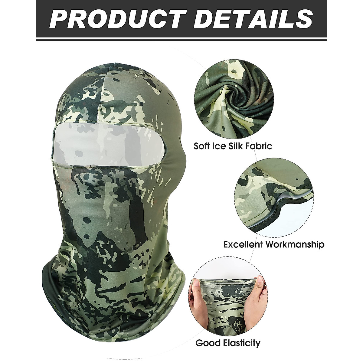 Geyoga 9 Pcs Summer Balaclava UV Sun Protection Full Face Covering Ice Silk Mask Cover Head Sports Face Covering(Camo Style)