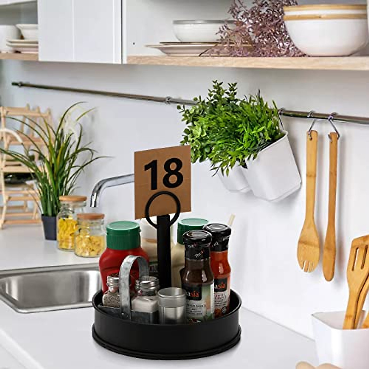 AVLA 2 Pack Steel Condiment Caddy, Rust-Resistant Seasoning Sauce Holder, Metal Storage Rack Basket with Display Handle, Table Caddies Collection for Restaurants & Homes, Picnics, Outdoor Grills