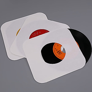 Record Vinyl Inner Sleeves in Acid Free Blank Paper, 7" LP Record Jackets Album Cover with Round Corner - Set of 50