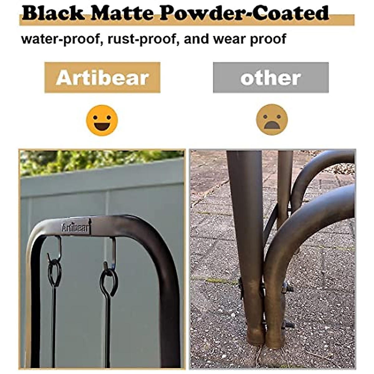 Artibear 4ft Outdoor Firewood Rack With Indoor Small Wood Storage Holder for Fireplace, Black