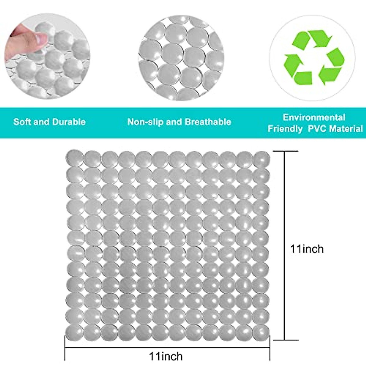 Coopay 2 Pack Kitchen Sink Mat Plastic Sink Protect Mat PVC Eco-friendly Kitchen Adjustable Stainless steel/Porcelain Dish Drying Pad Sink Protector for Bottom of Kitchen Sink, 11 x 11 Inches (Gray)