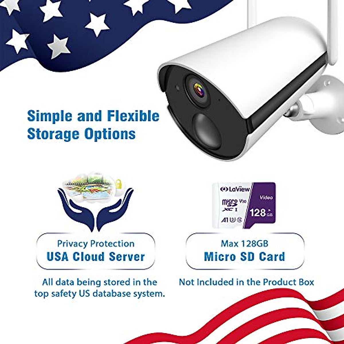 LaView Security Cameras Wireless Outdoor,1080P HD Battery Powered 14400mAh, Outdoor Security Cameras with AI Motion Detection, Night Vision,IP65 Waterproof, SD Slot & USA Cloud Service