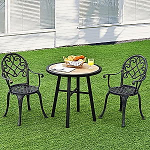 Giantex 29 Inch Patio Bistro Table, Outdoor Round Bistro Table with Heavy-Duty Steel Frame, Coffee Side Table with Non-Slip Foot Pads for Garden, Backyard, Patio, Living Room