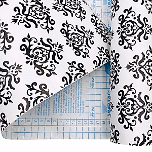 Yifely Self-Adhesive Shelf Liner Removable Furniture Paper for Covering Apartment Dresser Drawers, Retro Black Damask, 17.7 Inch by 9.8 Feet