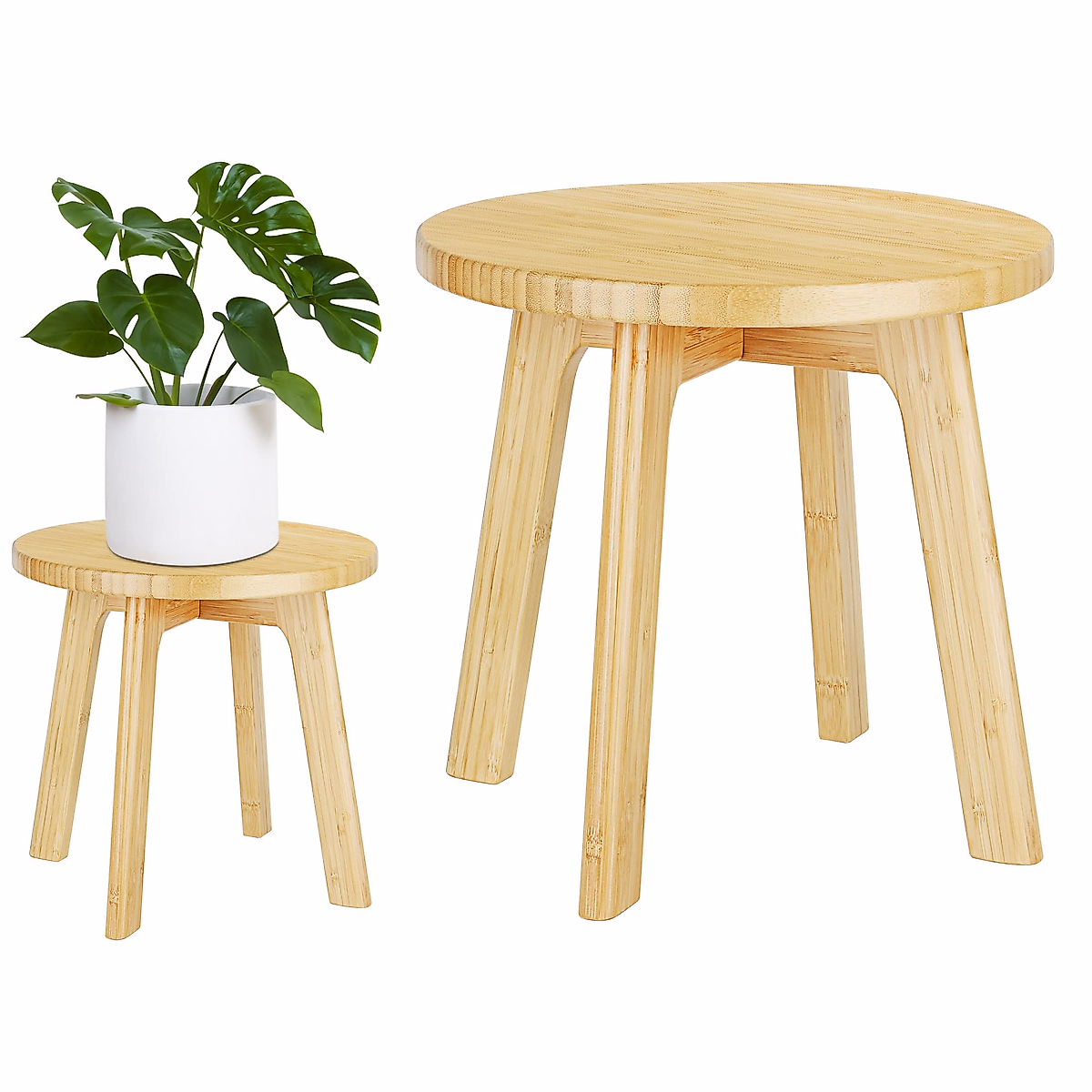 Bamboo Wooden Step Stool - Portable Stool - Foot Stool Bed Steps for High Beds for Adults Holds Up to 350lbs Sturdy Kids Step Stools for Kitchen Bathroom Bedroom Toilet (Large Round)