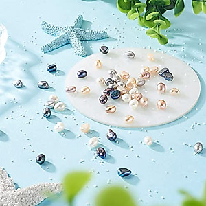 Beadthoven 100pcs Natural Freshwater Pearl Beads 6-8mm Mix Irregular Nuggets Pearl Beads Oval Rice Loose Pearls for DIY Bracelet Necklace Jewelry Making Beading Crafts Supplies Hole 0.5-0.7mm