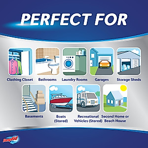 DampRid Disposable Moisture Absorber with Activated Charcoal, 18 oz., 3 Pack, Fragrance Free, Moisture Absorber & Odor Remover, Lasts Up To 60 Days, No Electricity Required