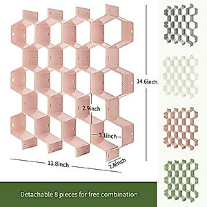Kocuos Honeycomb Separator Adjustable Drawer Organizer Divider for Underwear Belt-Scarf Socks Organizer (Pink)